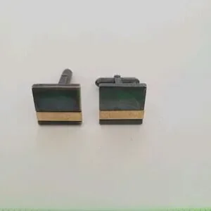 Dior | Accessories | Christian Dior Gold Black Tone Logo Cufflinks ...